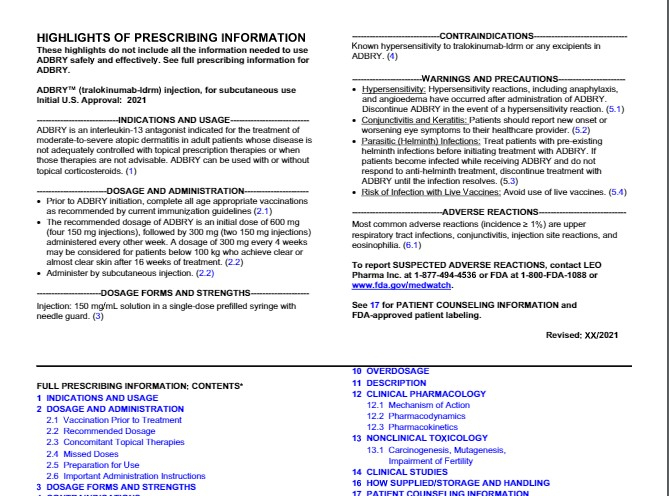 LEO Pharma announces FDA approval of Adbry™ (tralokinumab-ldrm) as the ...